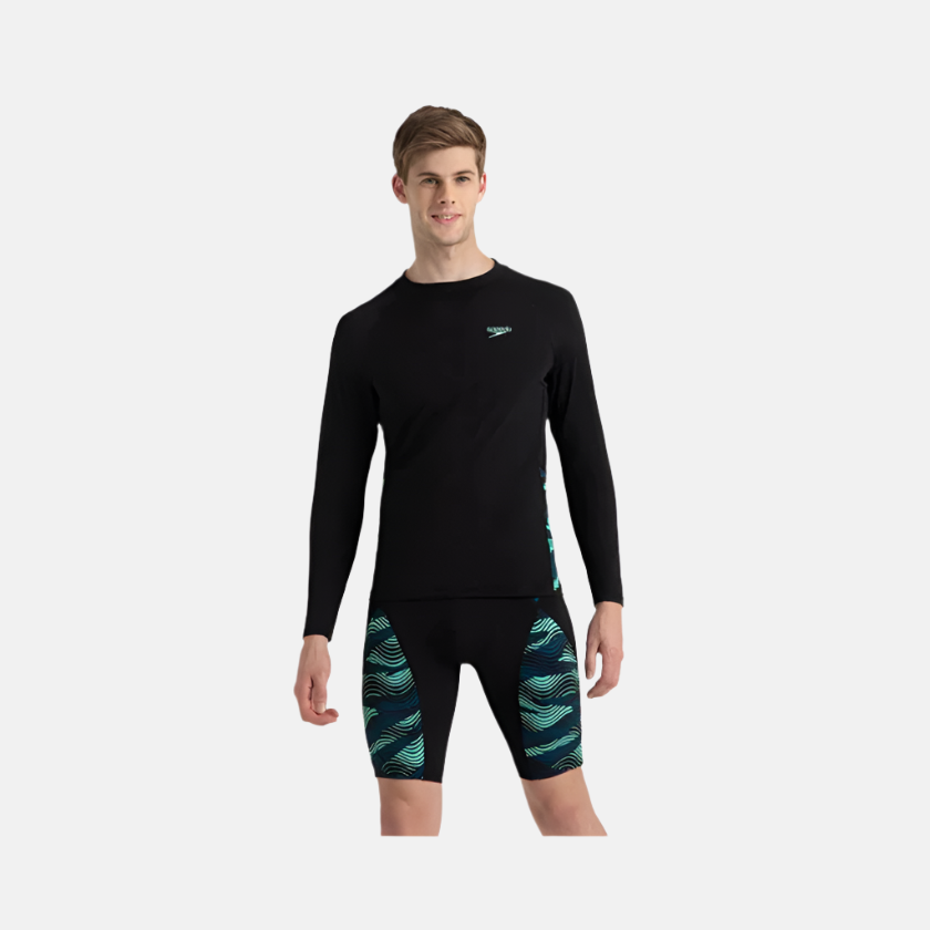 Speedo Endurance+ Long Sleeve Splice Print Men'sRashtop -Black/Dark Te ...