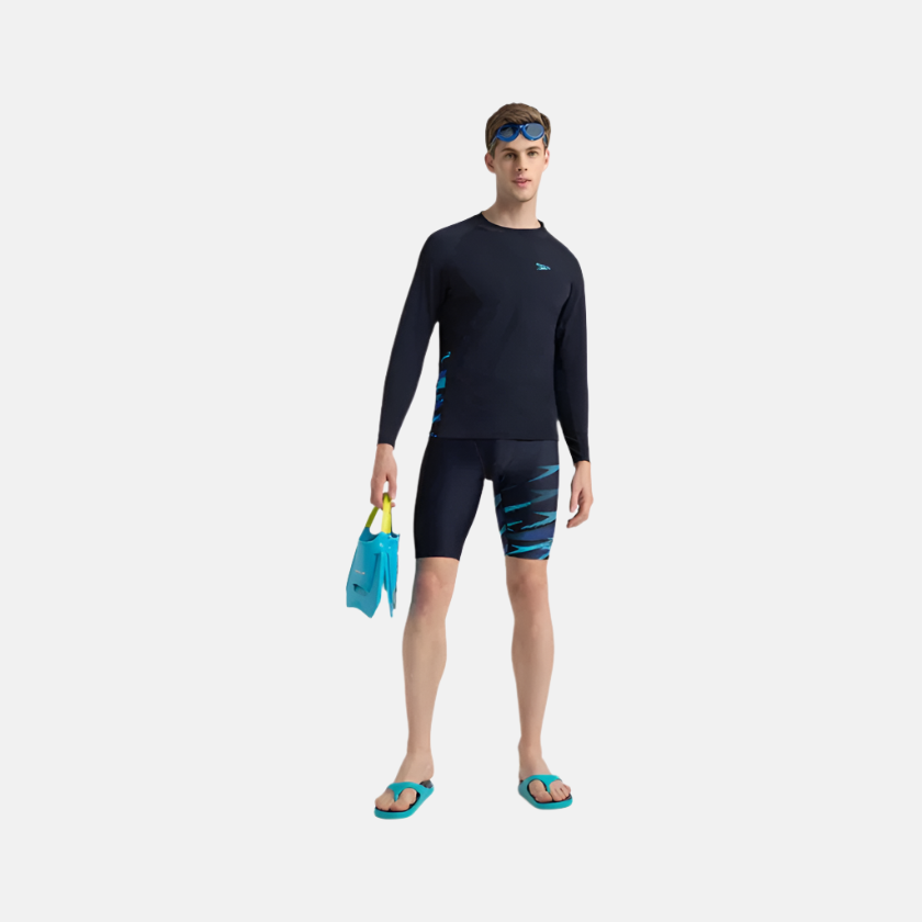Speedo Endurance+ Long Sleeve Splice Print Men's Rashtop -True Navy/Co ...