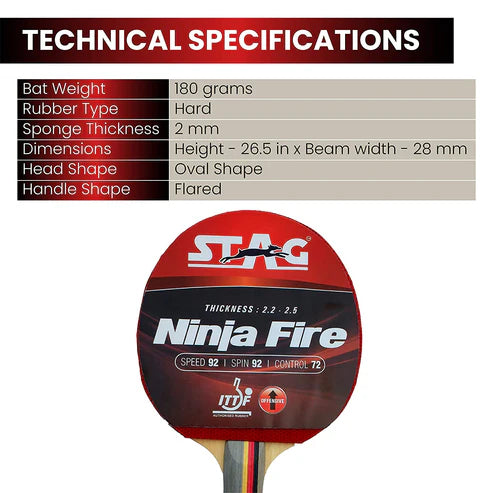 Stag Ninja Fire Table Tennis Racket – Gambol