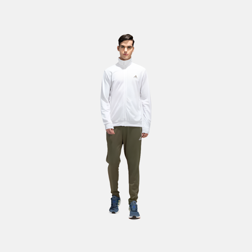 Adidas Linear Men's Training Tracksuit -White/Olive Strata/Olive Strat ...